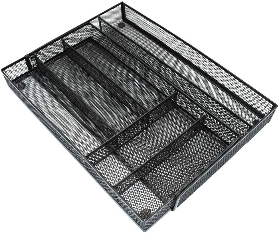 Amazon.com - Koshiyo Expandable Mesh Metal Cutlery Tray, 6 Compartments ...