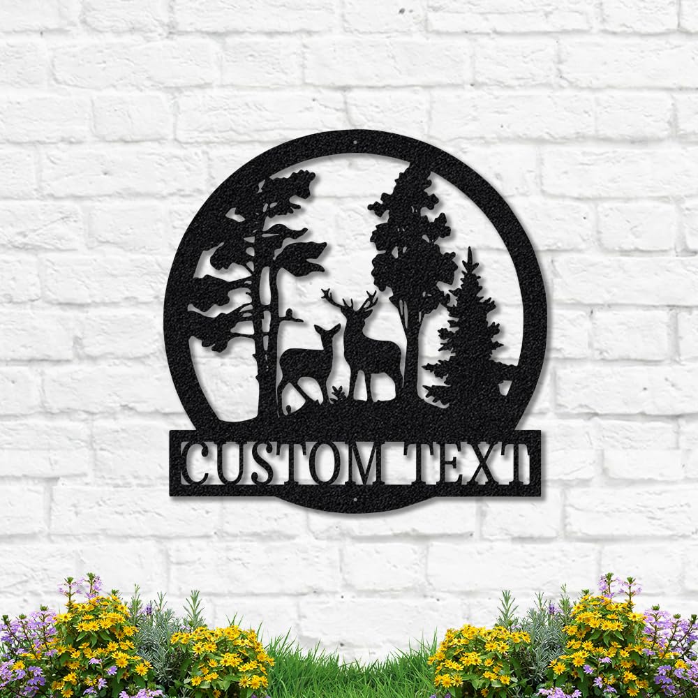 Amazon.com: Personalized Oval Deer Metal Cabin Sign, Outdoor Hunting ...
