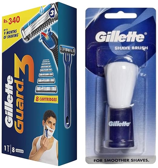 Gillette Guard 3 Single Razor with 8 Blades Pack & Gillette Shaving ...