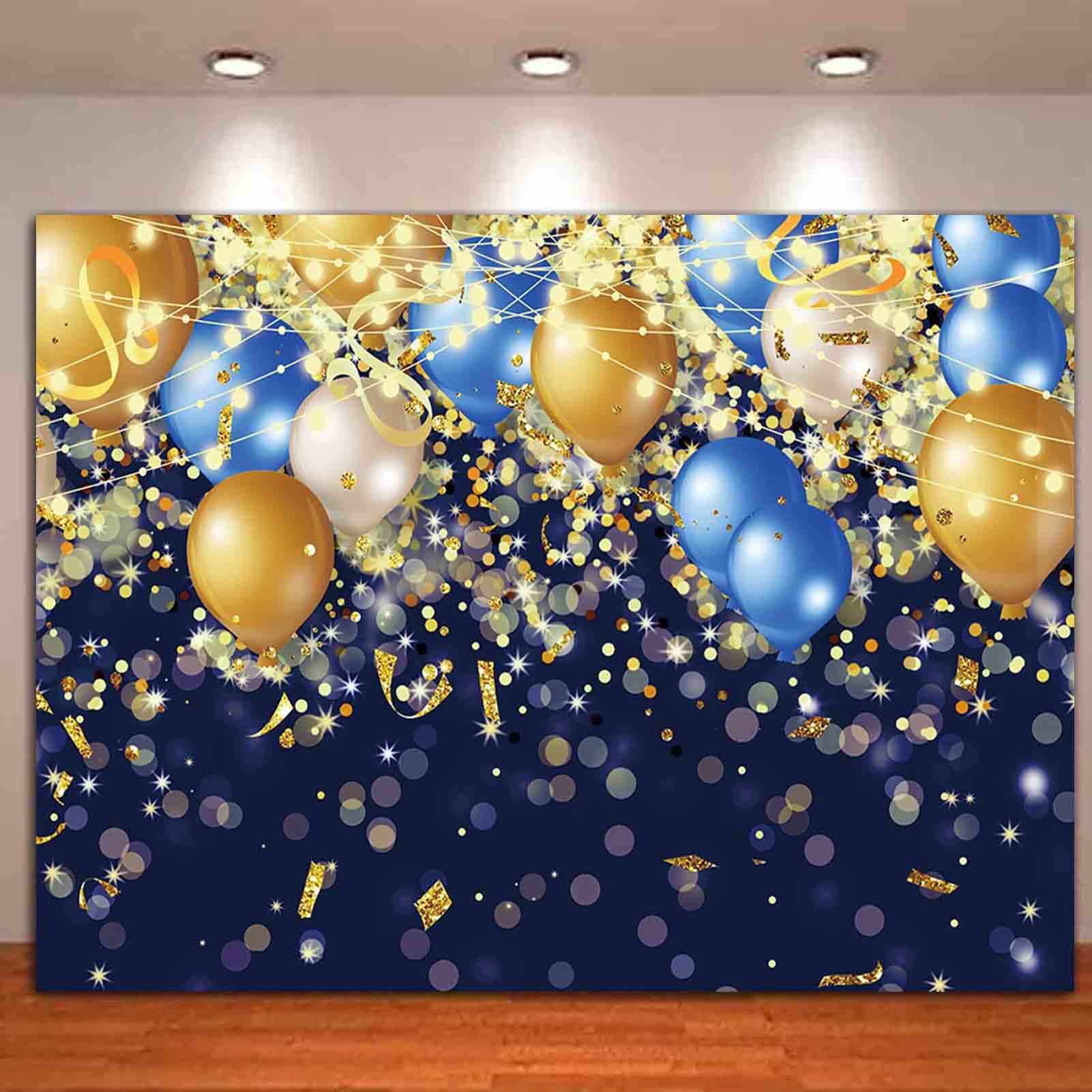 Royal Blue Glitter Photo Backdrop 8x6 Ft Fabric Gold Glitter ...