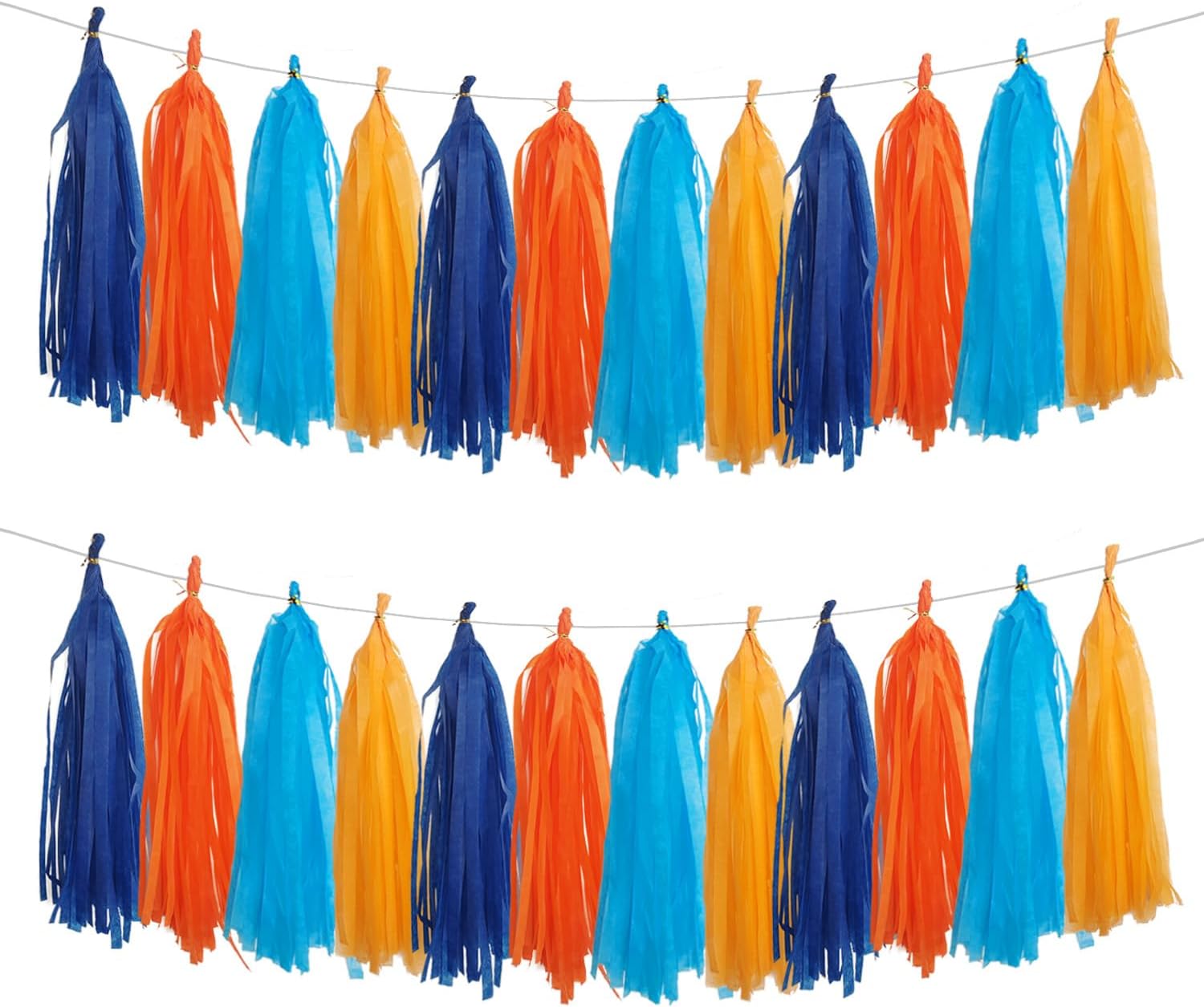 Amazon.com: GAKA Orange and Blue Tassel Garland Tissue Paper Tassel ...