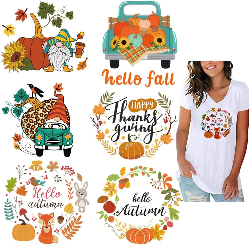 Amazon.com: BYNYTO Thanksgiving Heat Transfer Vinyl HTV Iron on for T ...