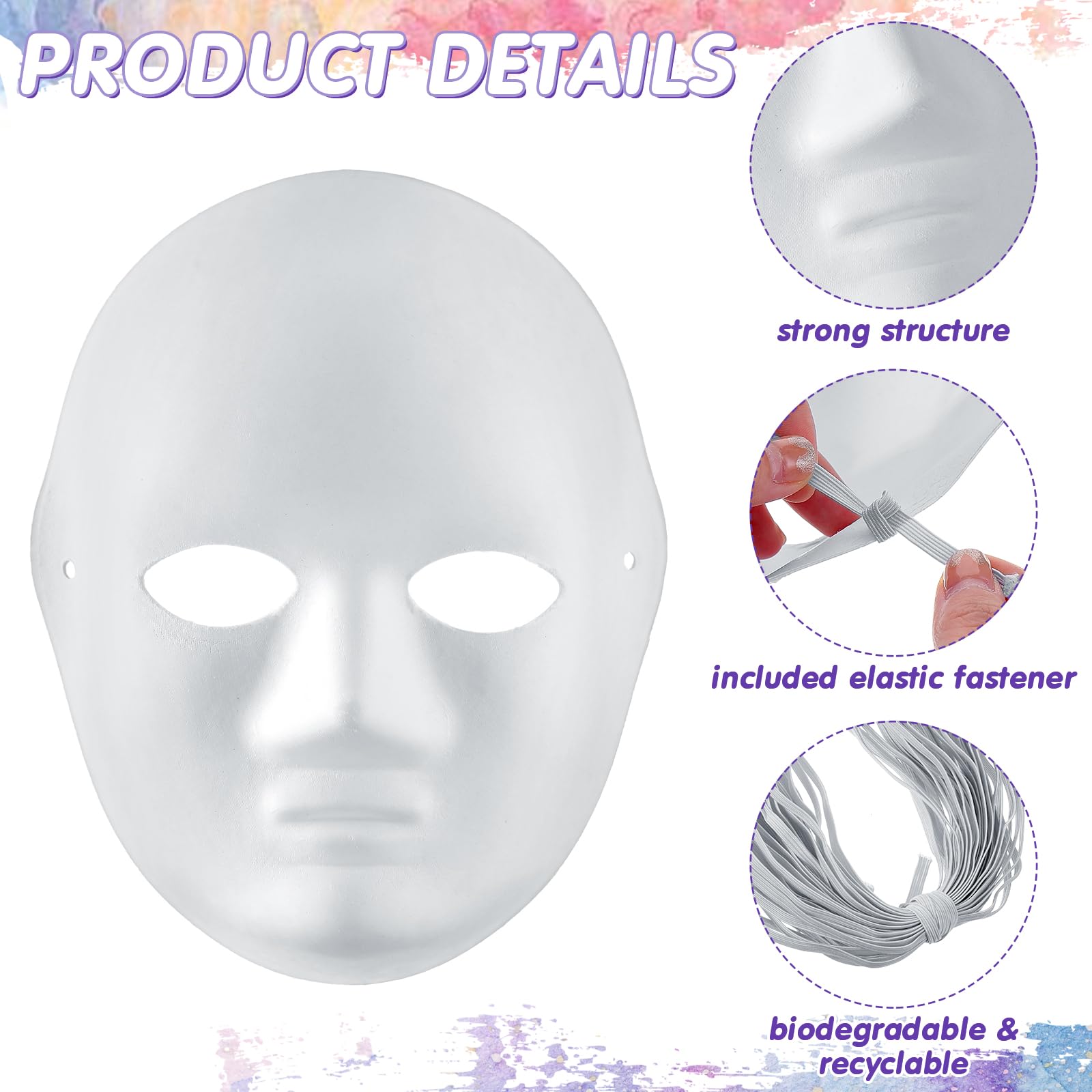 Snapklik.com : Hiboom 80 Pcs DIY Full Face Paper Mache Masks Paintable ...