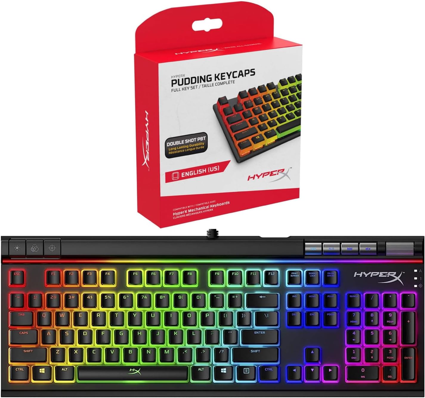 Amazon.co.jp: HyperX ゲーミングスターターキット 合金 Elite 2 メカニカルキーボード レッドスイッチ プリンキーキャップ付き ダブルショット PBT フル104キー ...