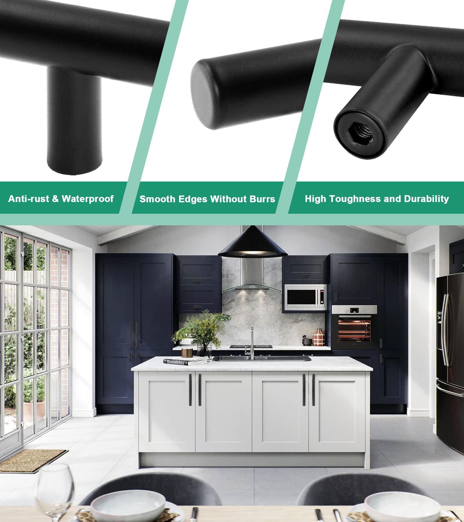 Snapklik.com : 25 Pack Matte Black Drawer Knobs, Kitchen Cabinet Knobs ...