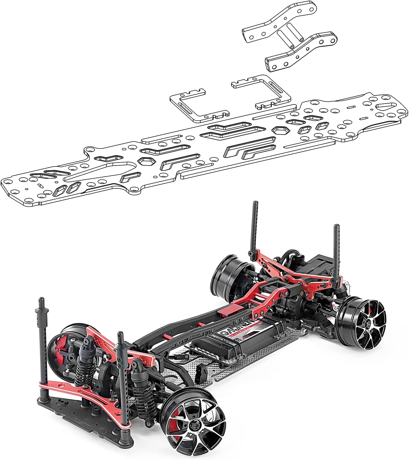 Amazon.com: Narrow Vertical High Traction Carbon Fiber Chassis and ...