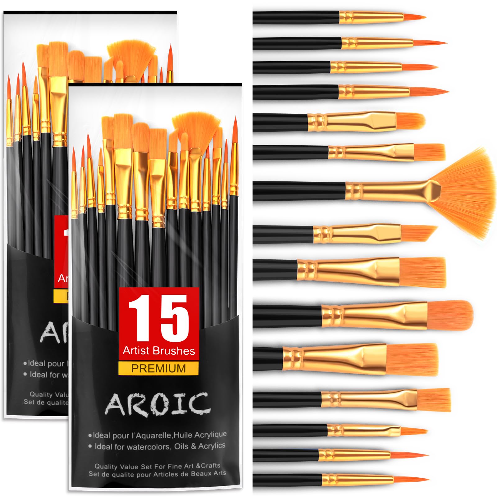 Snapklik.com : Acrylic Paint Brush Set,2pack/30pcs Nylon Hair Oil ...