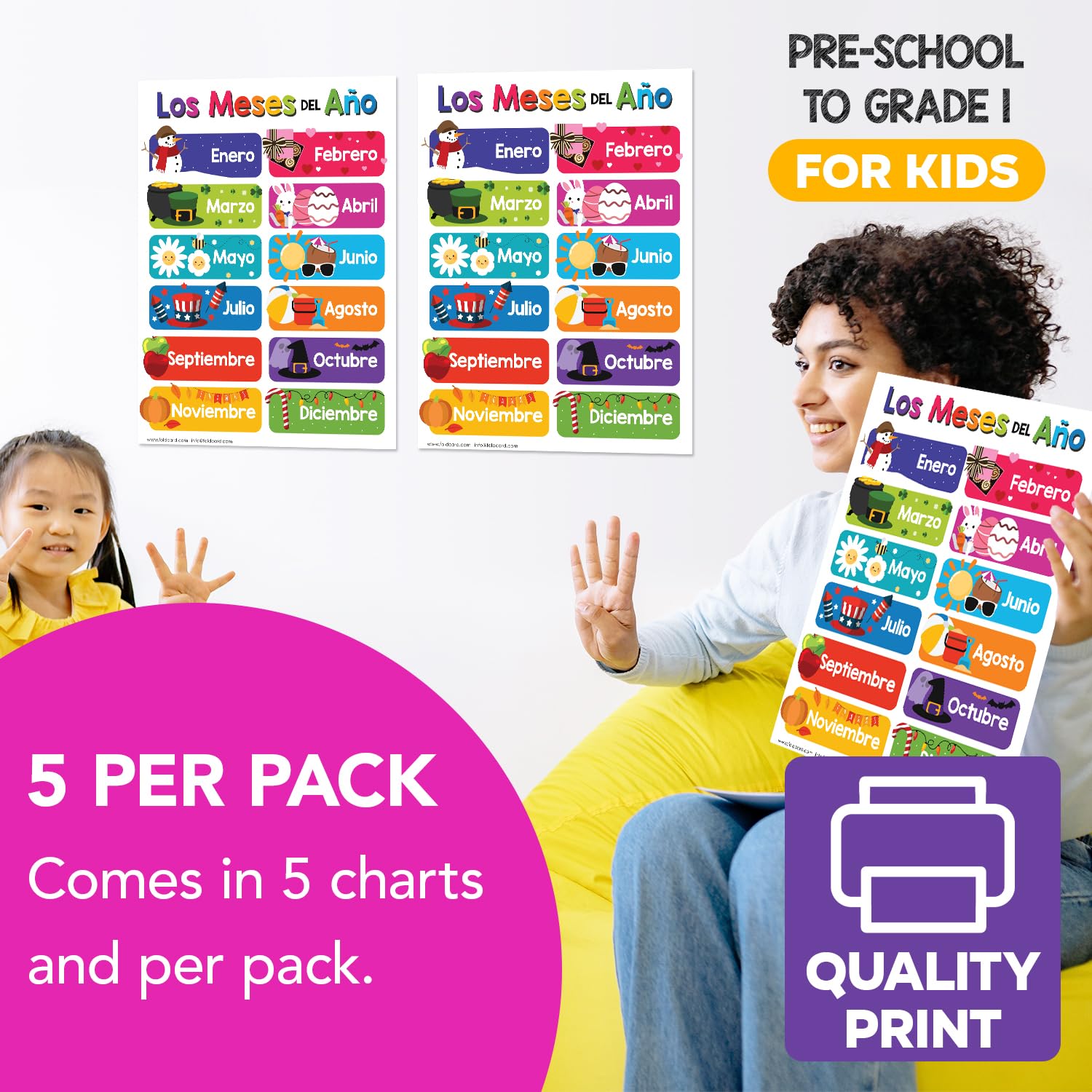 Snapklik.com : Los Meses Del Año Spanish Chart For Preschool To ...