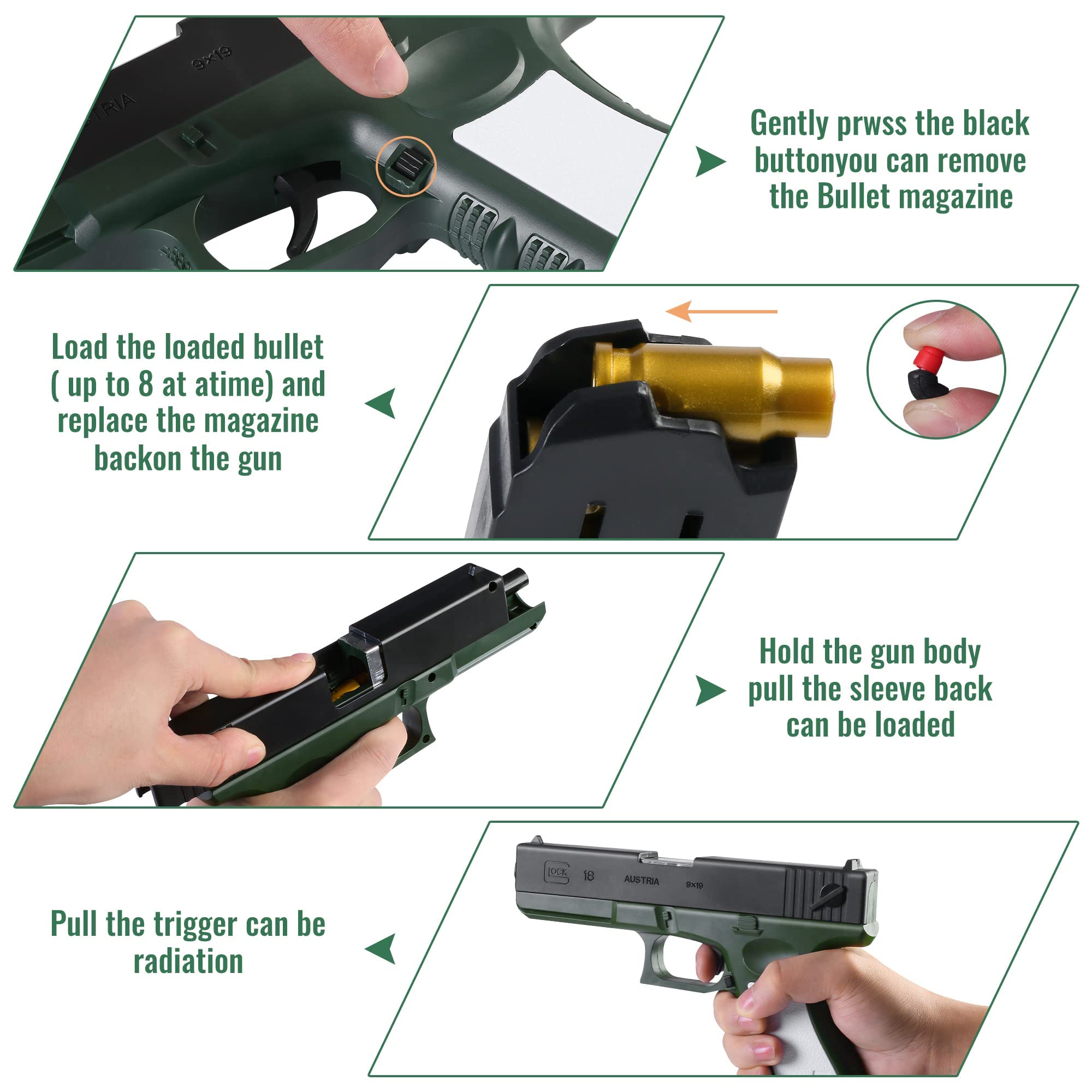 LASD Shell Ejection Soft Bullet Toy Gun,Toy Gun with Jump Ejectinging ...