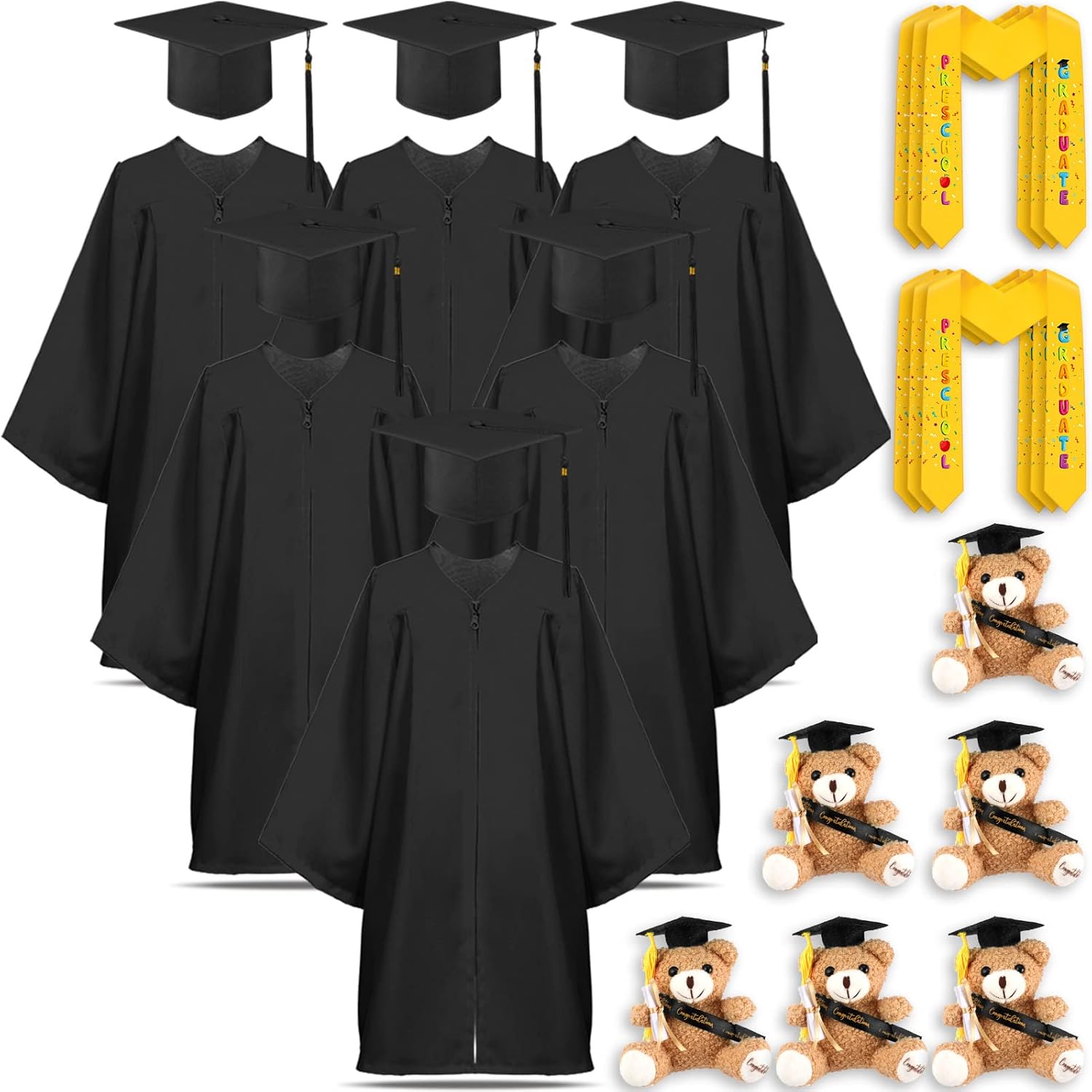 Amazon.com: Unittype 24 Pcs Preschool Graduation Gown Graduation Cap ...
