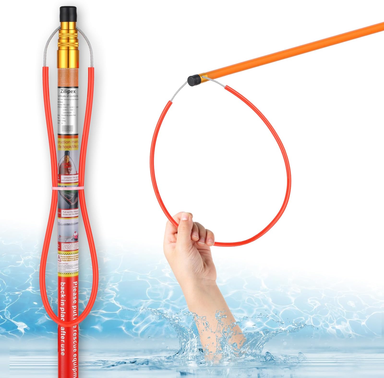 Amazon.com : Aquatic Technology Life Hook with 12 Foot Rescue Pole and ...