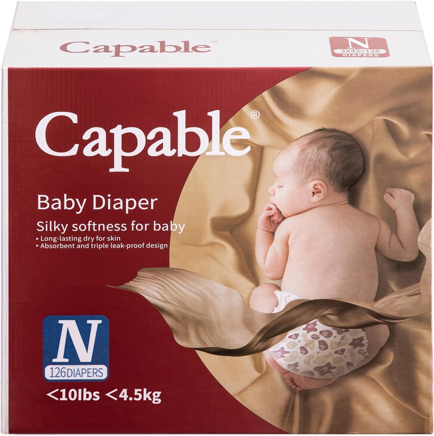Amazon.com: Capable Newborn Diapers 126 Count, Triple Leak-Proof Baby ...