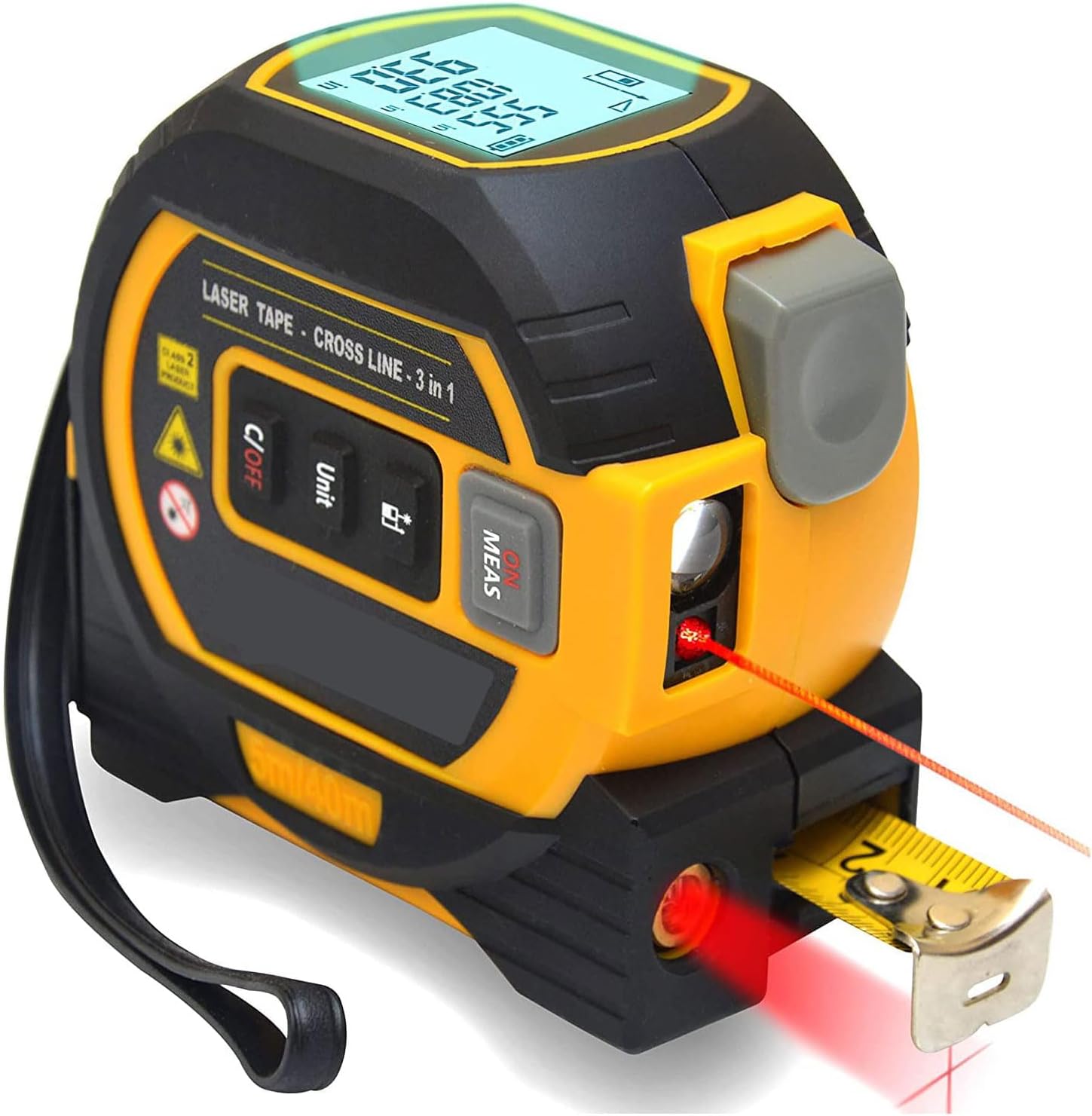 4-in-1 Laser Tape Measure with Laser Level Crosshairs | 130ft/40m Laser ...