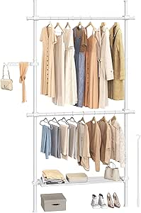 SONGMICS Floor to Ceiling Clothes Rack, 3-Tier Clothing Rack, Height ...