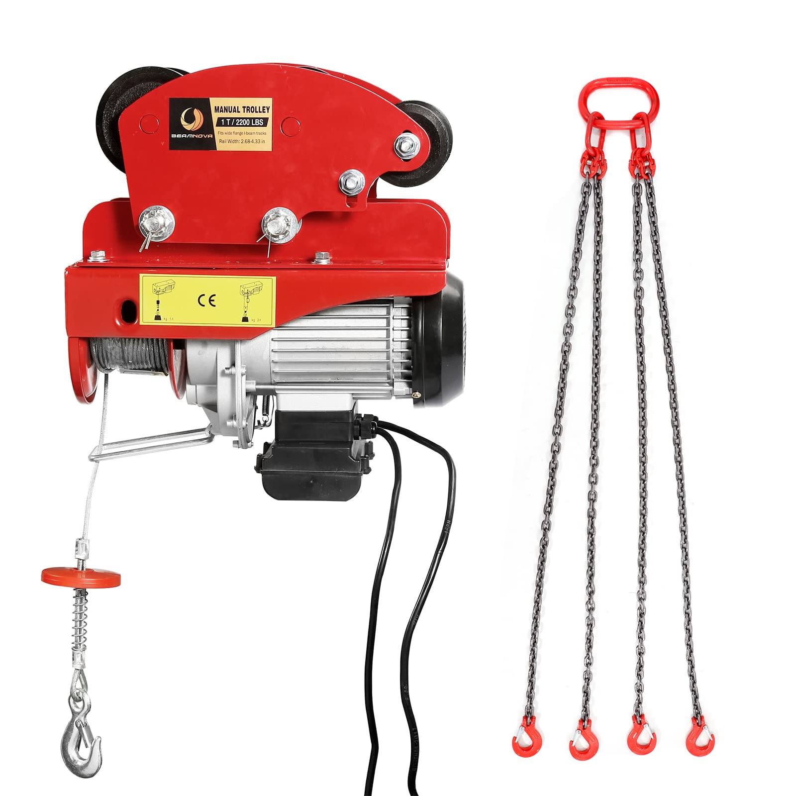 Bundle: BEAMNOVA 1500lbs Electric Overhead Hoist + 6-Wheel Manual I ...