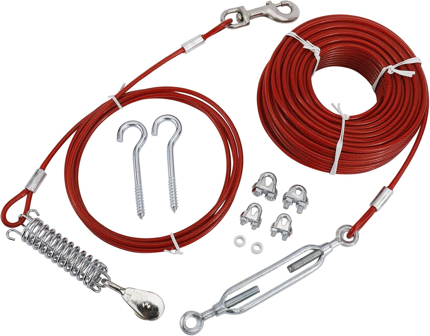 XMsound Dog Cable kit 100 ft Heavy Weight Tie Out Cable with 10 Ft ...