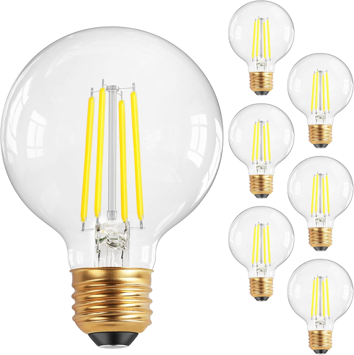 QiMH G25 Globe LED Light Bulb, 8W Vintage Edison Bulbs for Bathroom ...