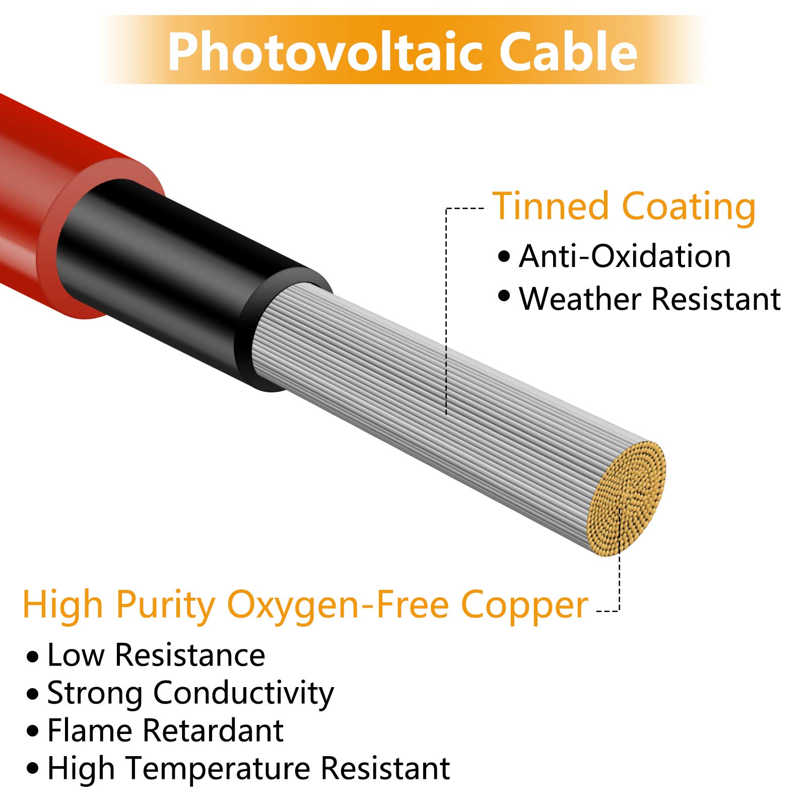Snapklik.com : PHITUODA 5FT Black + Red 12AWG(4mm2) Solar Panel ...