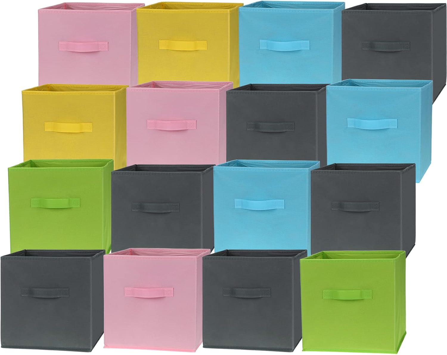 Amazon.com - 16 Pack Cube Storage Bins Bulk, 11 Inch Fabric Cubby ...