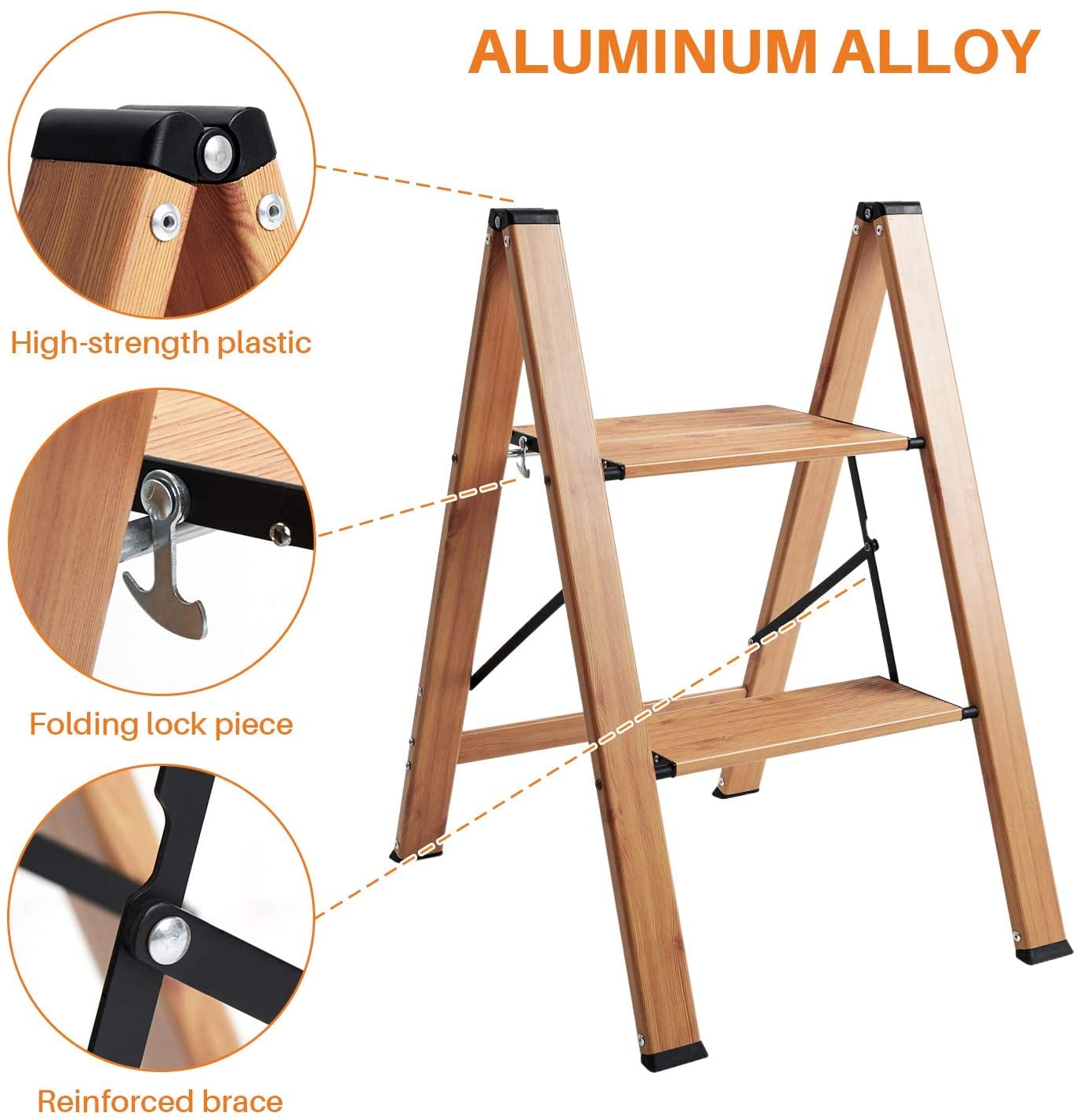 Snapklik.com : Aluminum 2 Step Stool, Lightweight Folding Two Step ...
