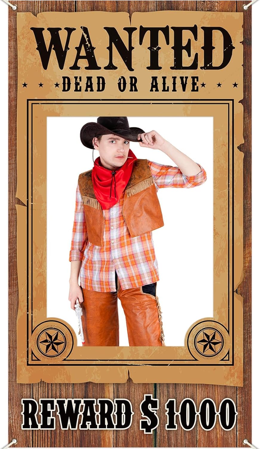 Amazon.com: West Wanted Photo Booth Prop Selfie Frames Western Cowboy ...