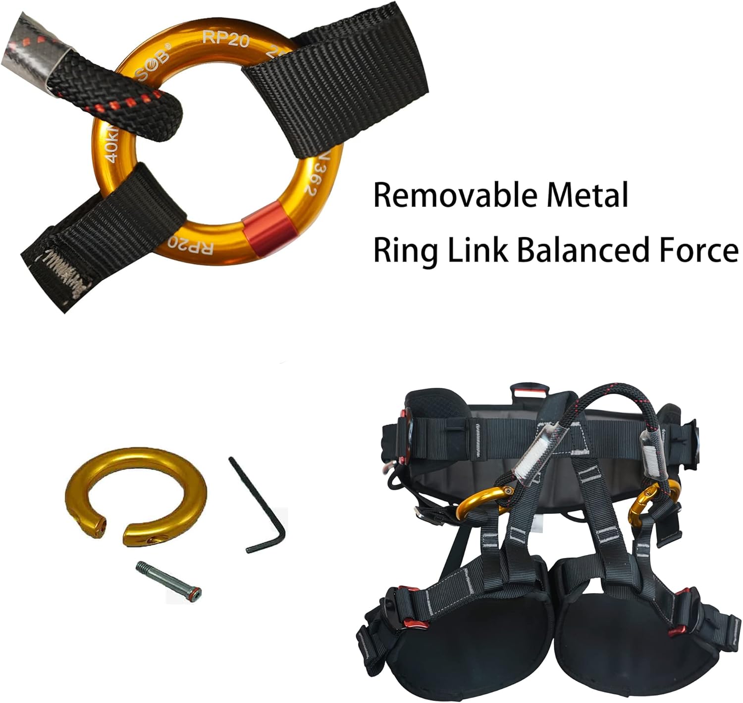 SOB Climbing Harness Safety Harness Half Body Safety Belt Adjustable ...