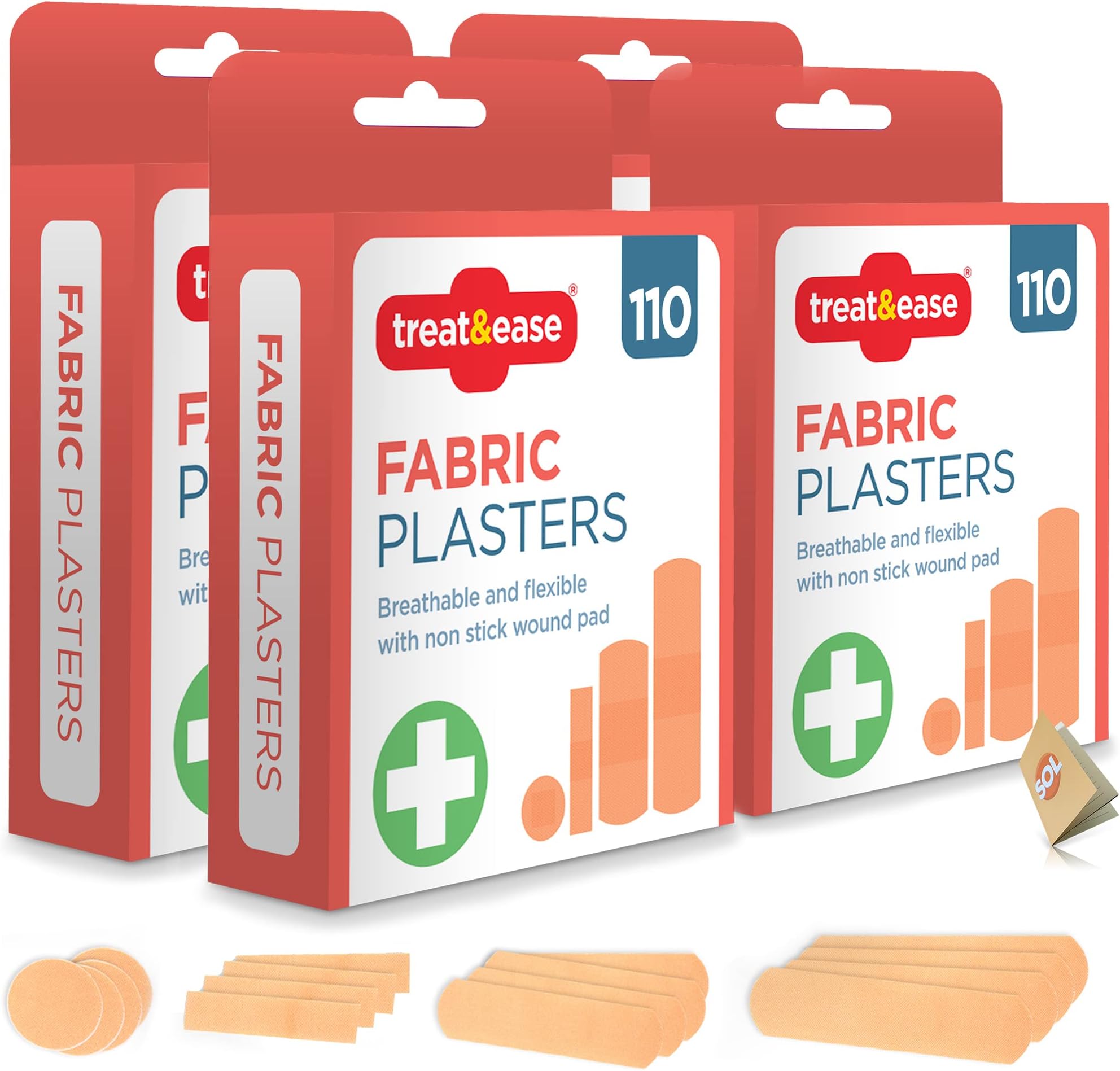 JFA Fabric Assorted Plasters (6 Sizes) 100 Plasters per pack : Amazon ...