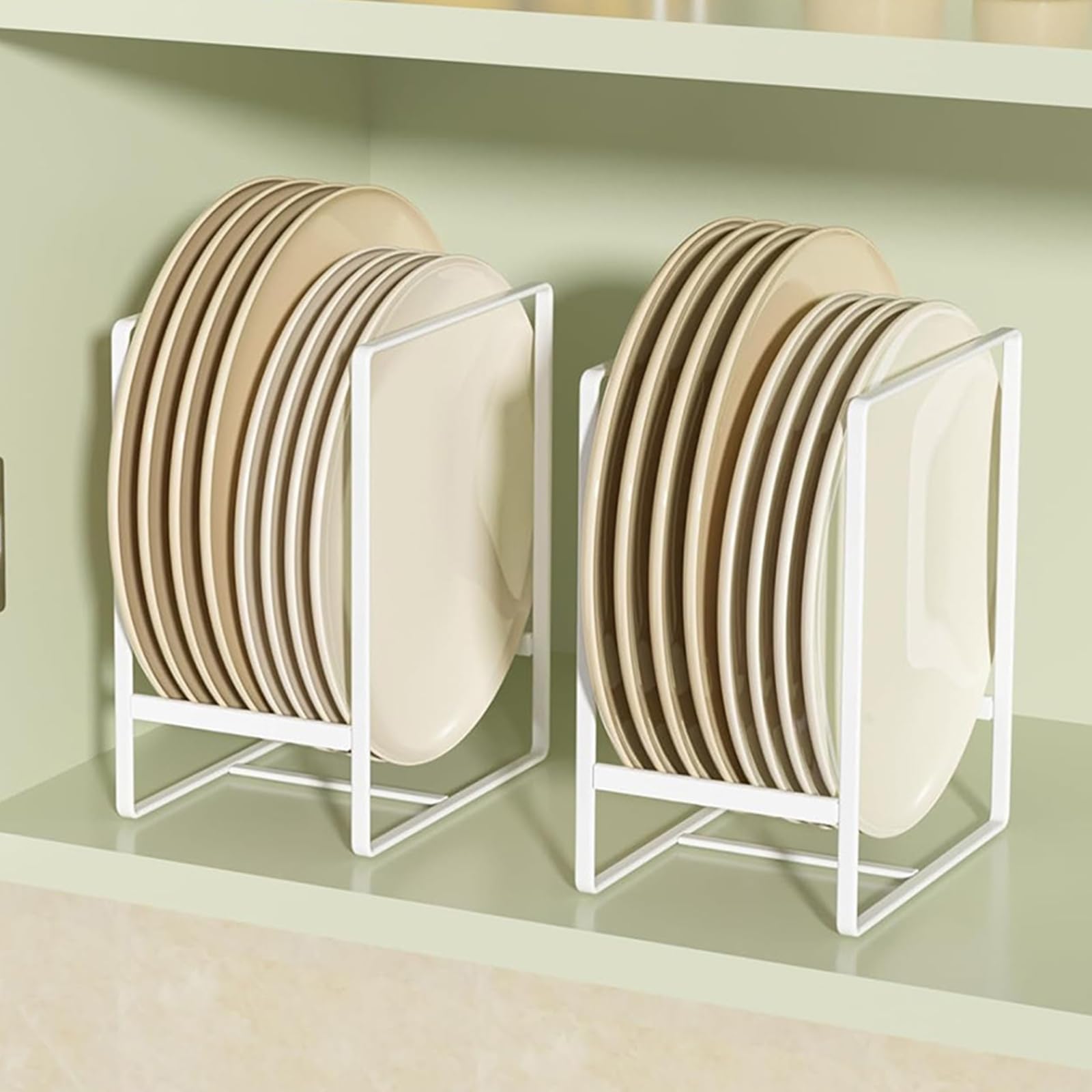 QUMENEY 2 Pack Large Plate Holders Organizers Plate Racks Upright Dish ...