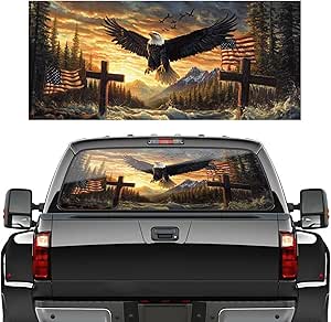 Amazon.com - Bald Eagle Rear Window Decals for Trucks, Mountain Pickup ...