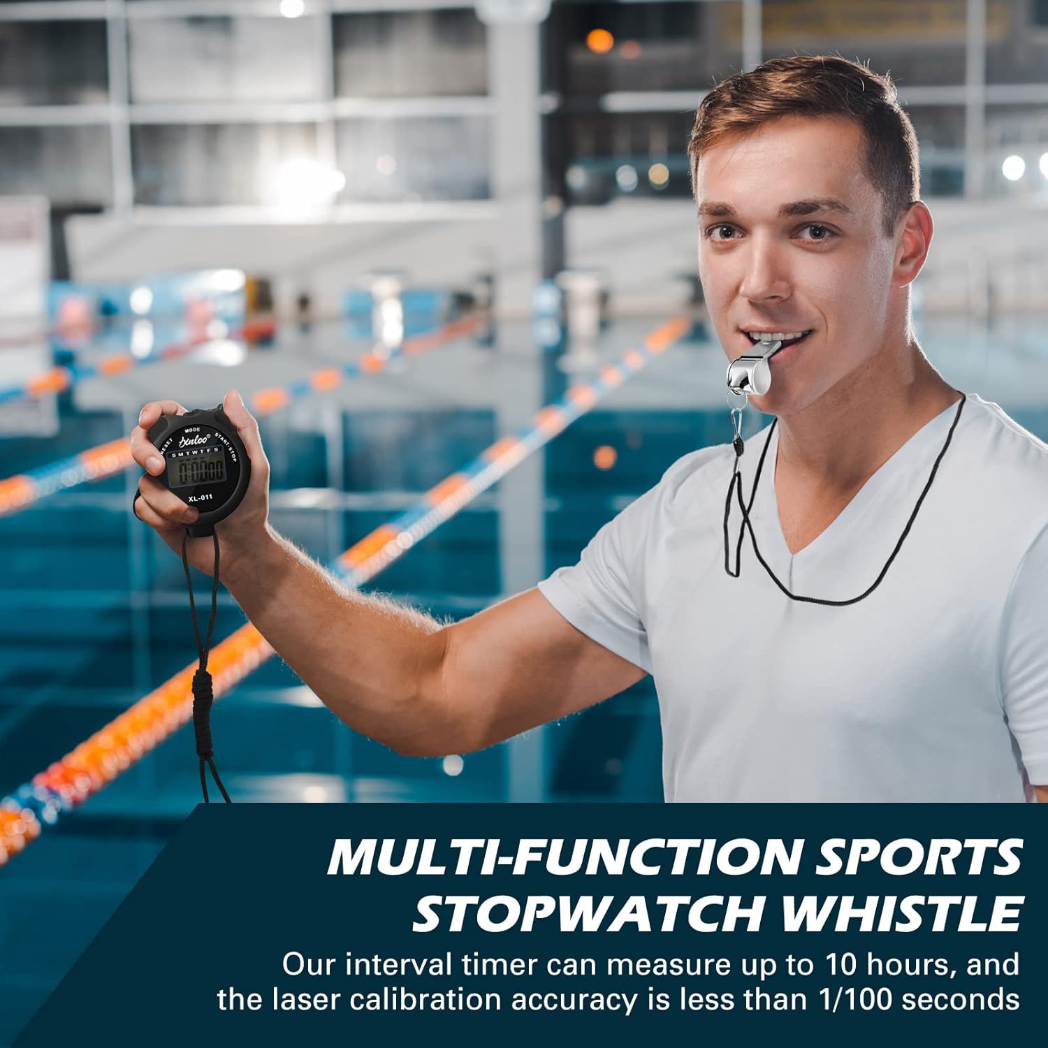 Digital Sport Stopwatch Timer with Stainless Steel Whistle Multi ...