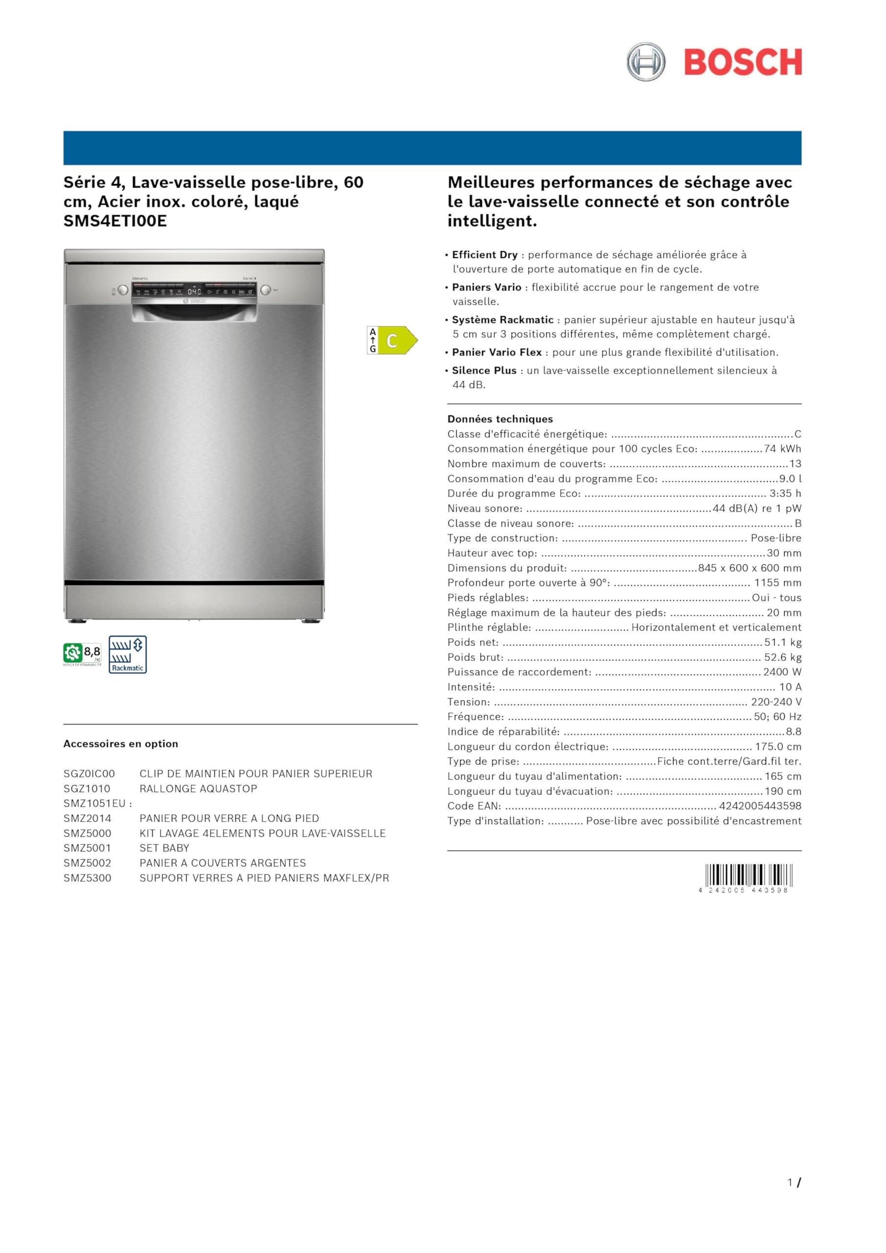 Bosch SMV2ITX18E - Série 2 - Lave-vaisselle encastrable - 60cm - Home ...