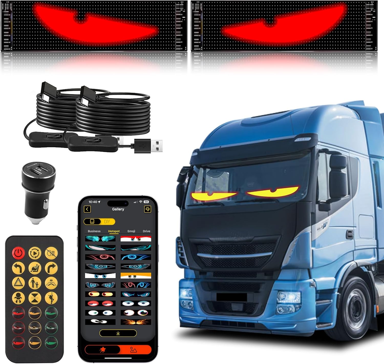 Amazon.com: 2PCS Devil Eyes Lights for Cars, Programmable LED Display ...