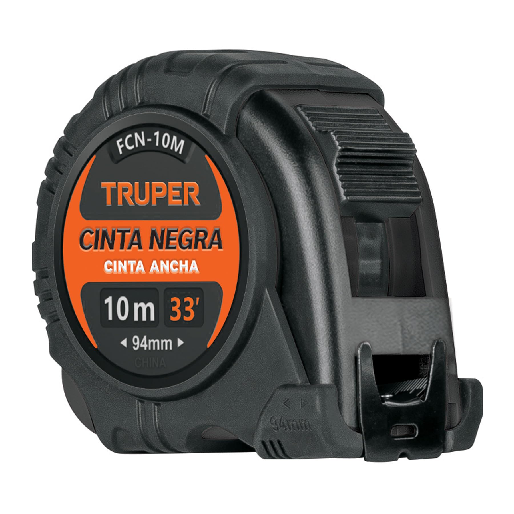 Truper FCN-10M, Flexómetro contra impactos 10 m Cinta Negra 32 mm ...