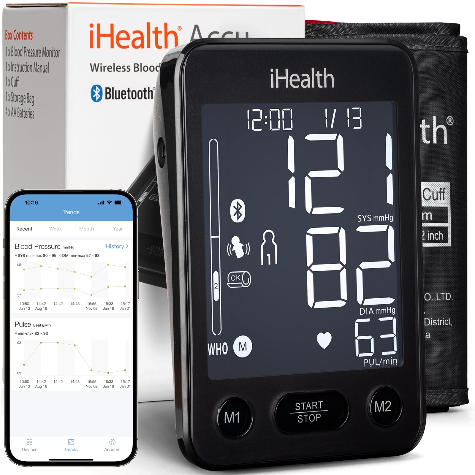 Amazon.com: iHealth Accu Wireless Blood Pressure Monitor with Bluetooth ...