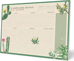 Grupo Erik Weekly Planner A3 In Spanish - Botanical Cacti | Daily ...