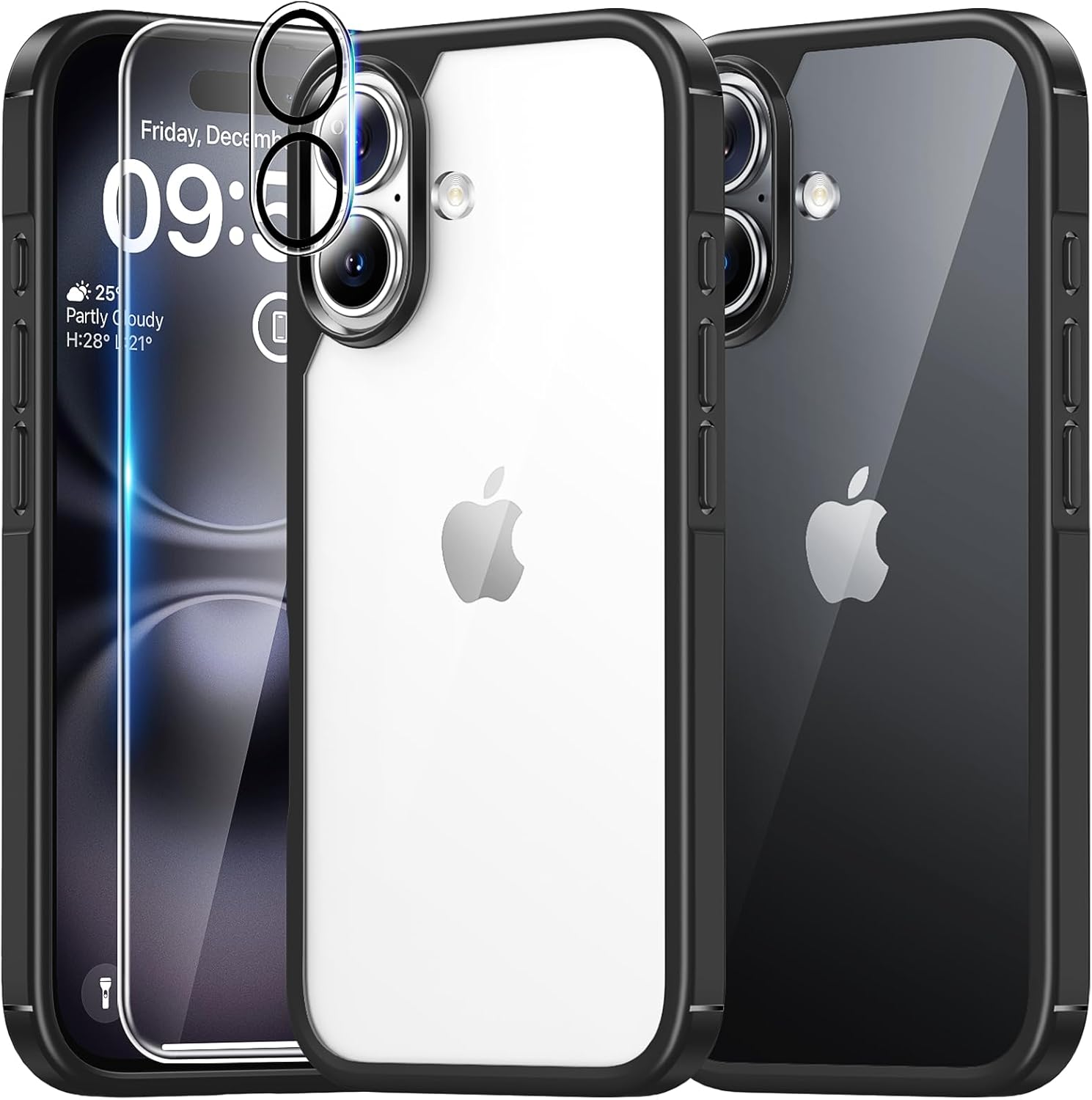 TAURI 5 in 1 for iPhone 16 Case, and 2X HD Screen Protector + 2X Camera ...