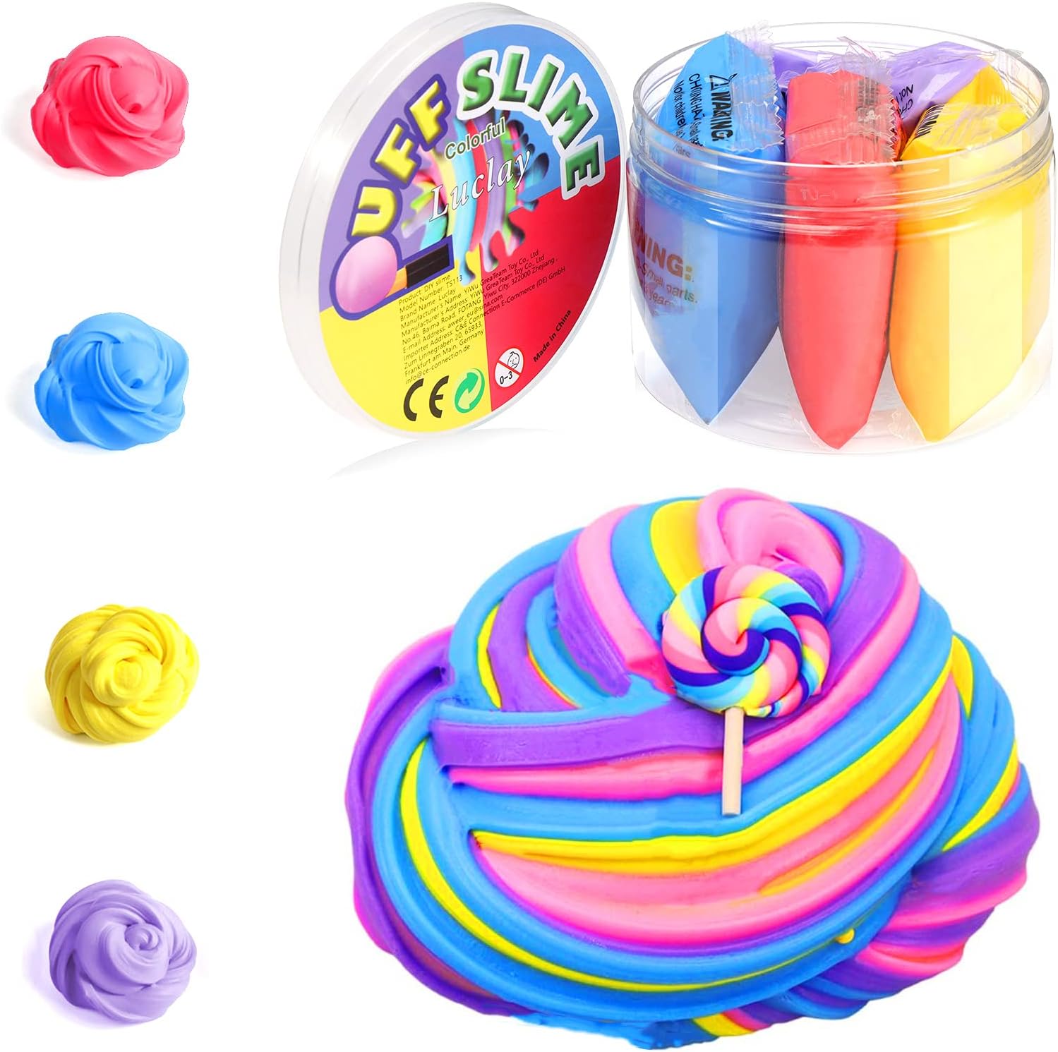 Luclay DIY Slime Fluffy Slime, 4 Colours Soft Butter Slime Kit Colorful ...