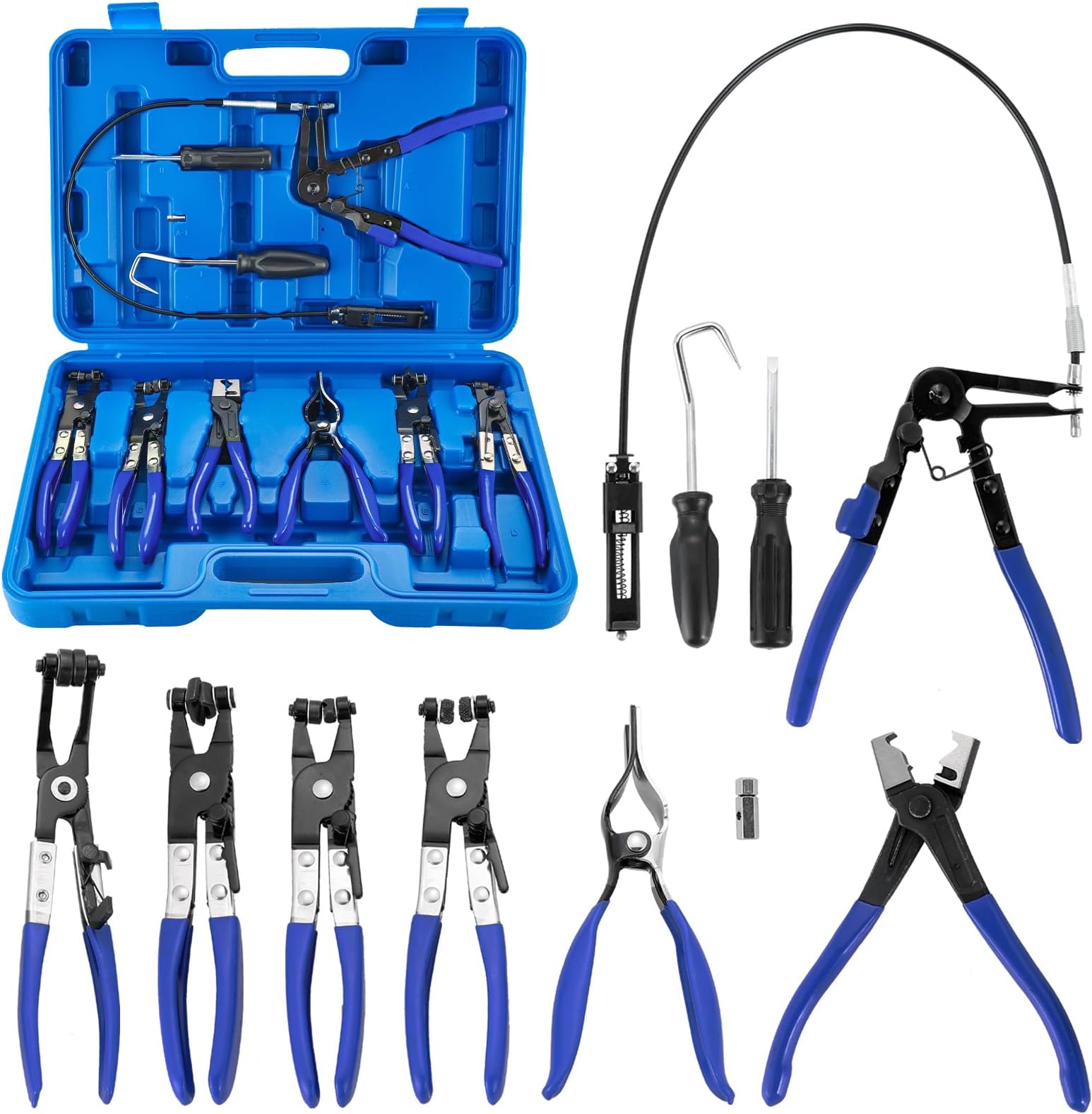 NYXOVA 9pcs Wire Long Reach Hose Clamp Pliers Set Fuel Oil Water Hose ...