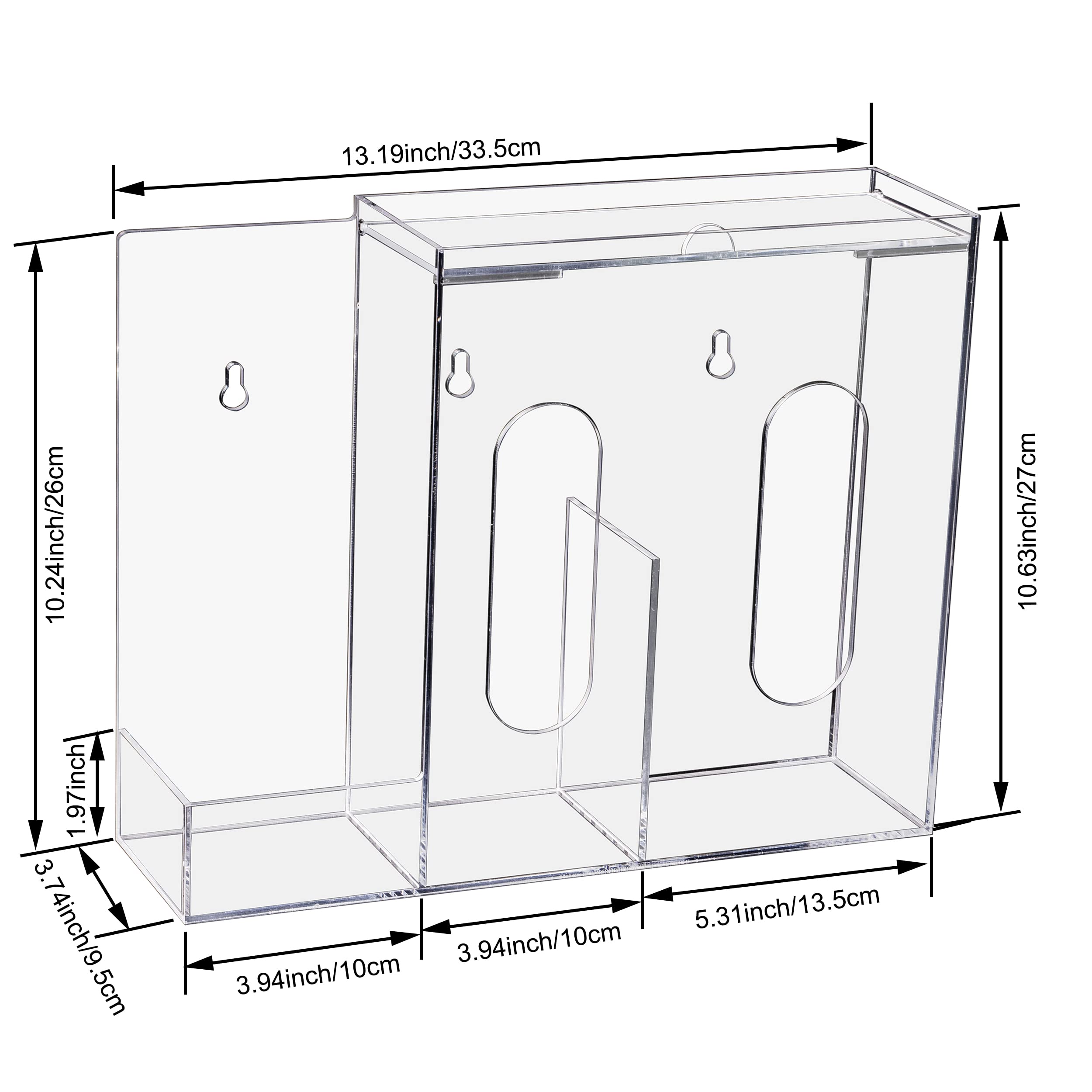 SEANADO Face Mask Dispenser 3 Compartment Acrylic Glove Box Holder ...