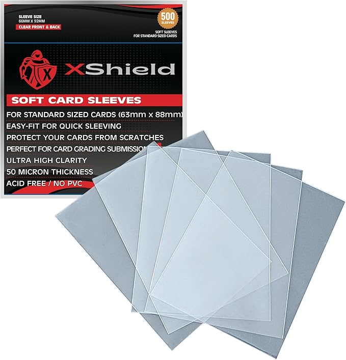 XShield, 500-Pack, Trading Card Sleeves 66 x 92mm – Soft Clear ...