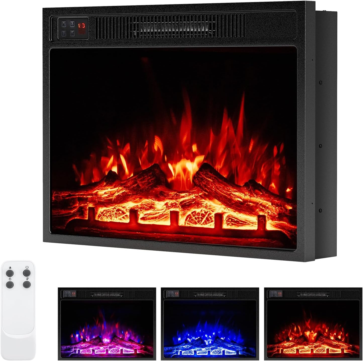 Amazon.com: CLEEMAN 23” Electric Fireplace Insert, 750w/1500w Electric Fireplace Heater Recessed ...