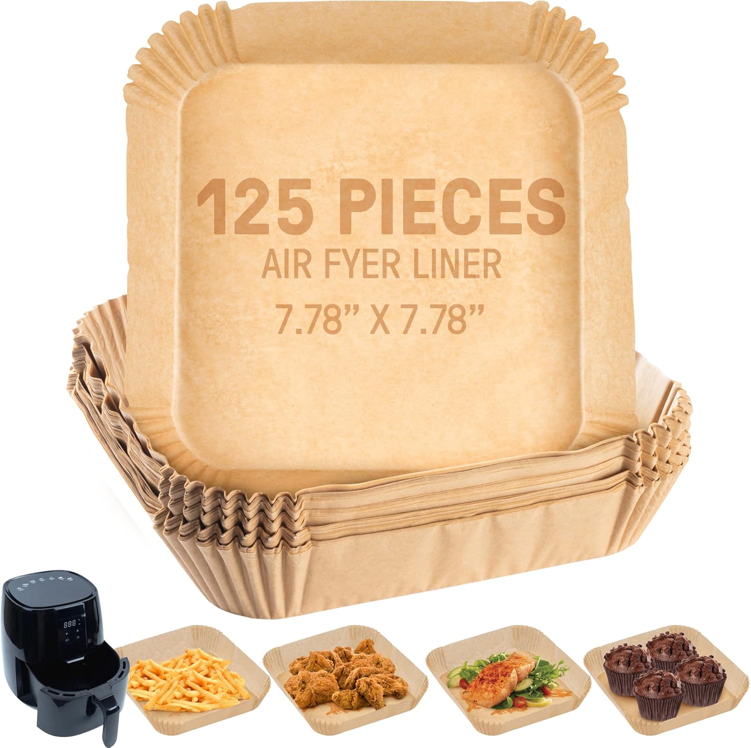 Amazon.com: 8" Disposable Air Fryer Liners - 125 PCS Square Disposable ...