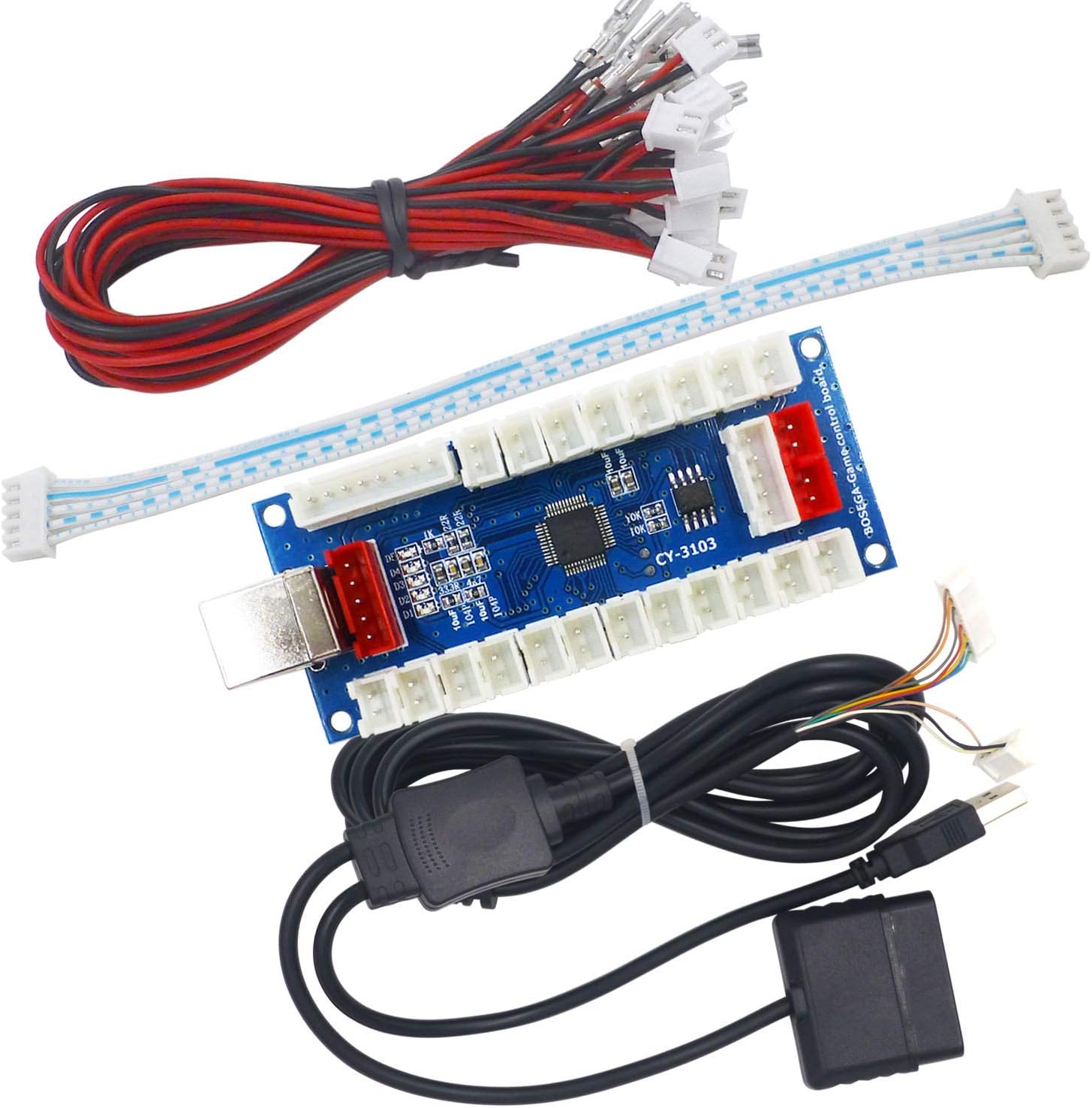 Amazon.com: SJ@JX Arcade Game Controller USB Encoder Board Gamepad LED ...