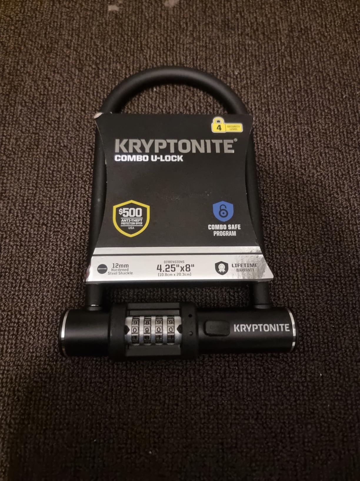 Kryptonite Combo Bike U-Lock Standard, Anti-Theft Security Bicycle Lock ...