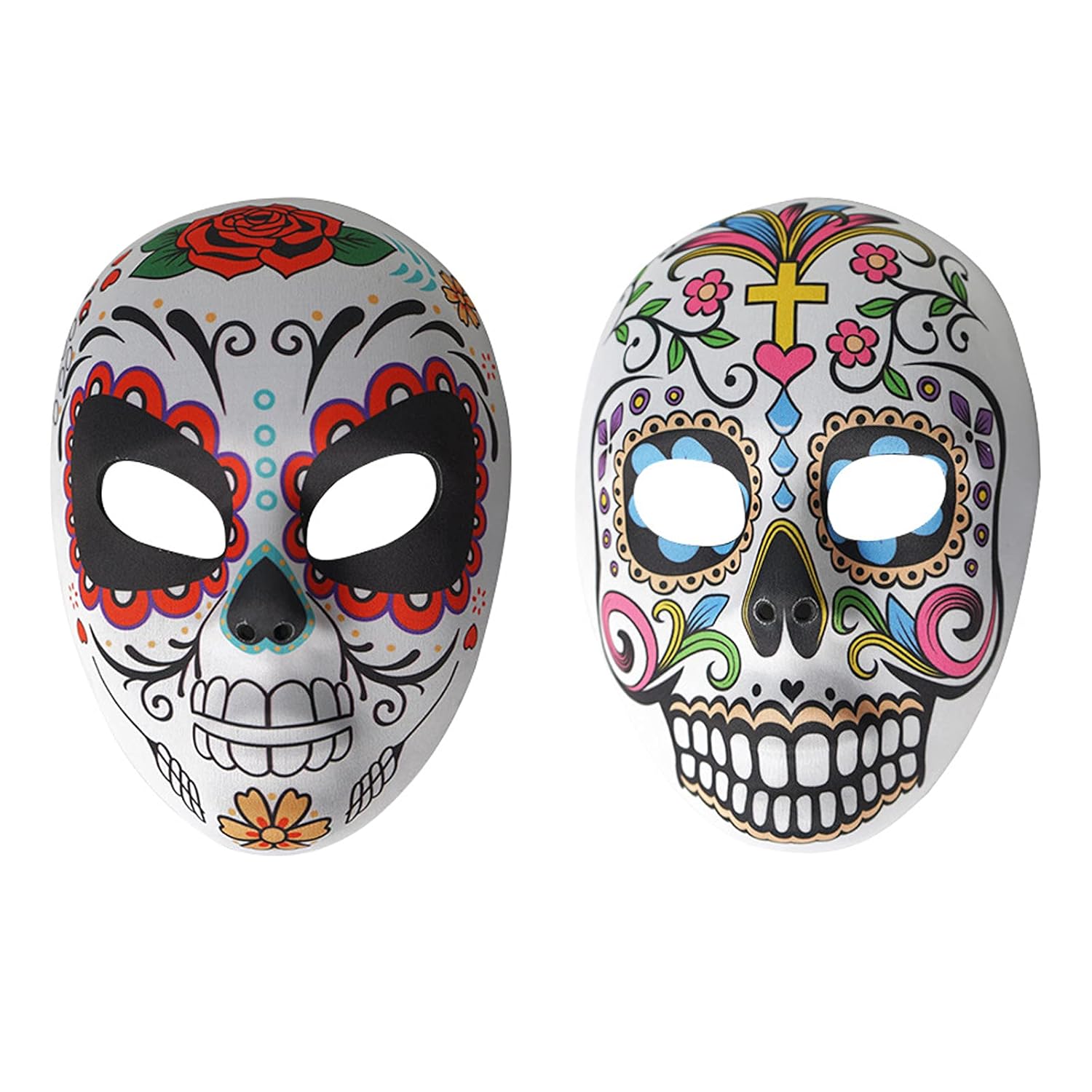 Buy 2 Pcs Day of The Dead Sugar Skull Mask Halloween Full Face Mask ...