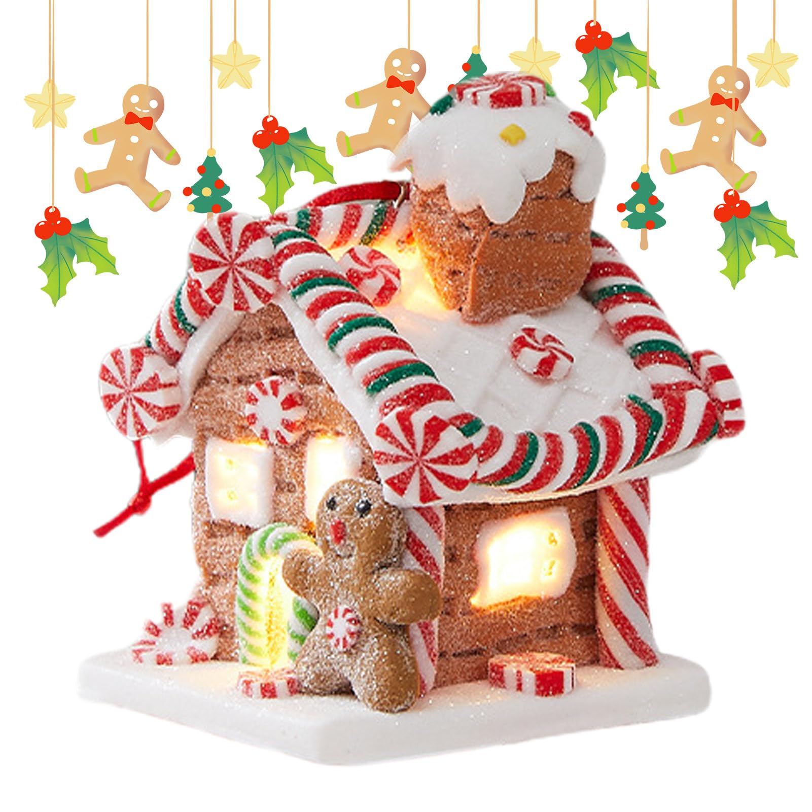 Amazon.com: Kumprohu Gingerbread House Tree Topper - Hangings Ornaments ...