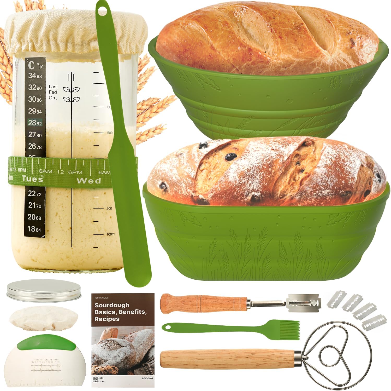 Amazon.com: Petit Delice Bread Making Kit, 2lb Pullman Loaf Pan with Lid, Sourdough Starter Kit ...