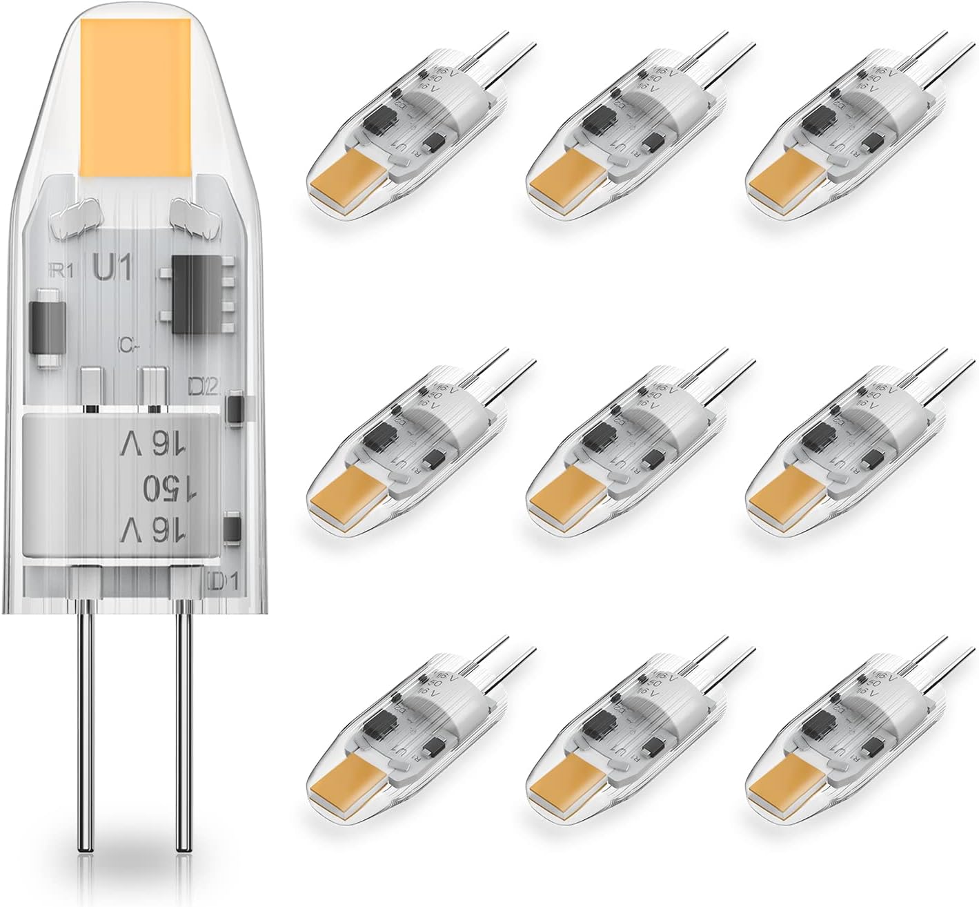 Amazon.com: YUIIP G4 LED Bulbs Bi-Pin Base Lights 1.2W AC/DC 12V 10W T3 Halogen Bulb Replacement ...