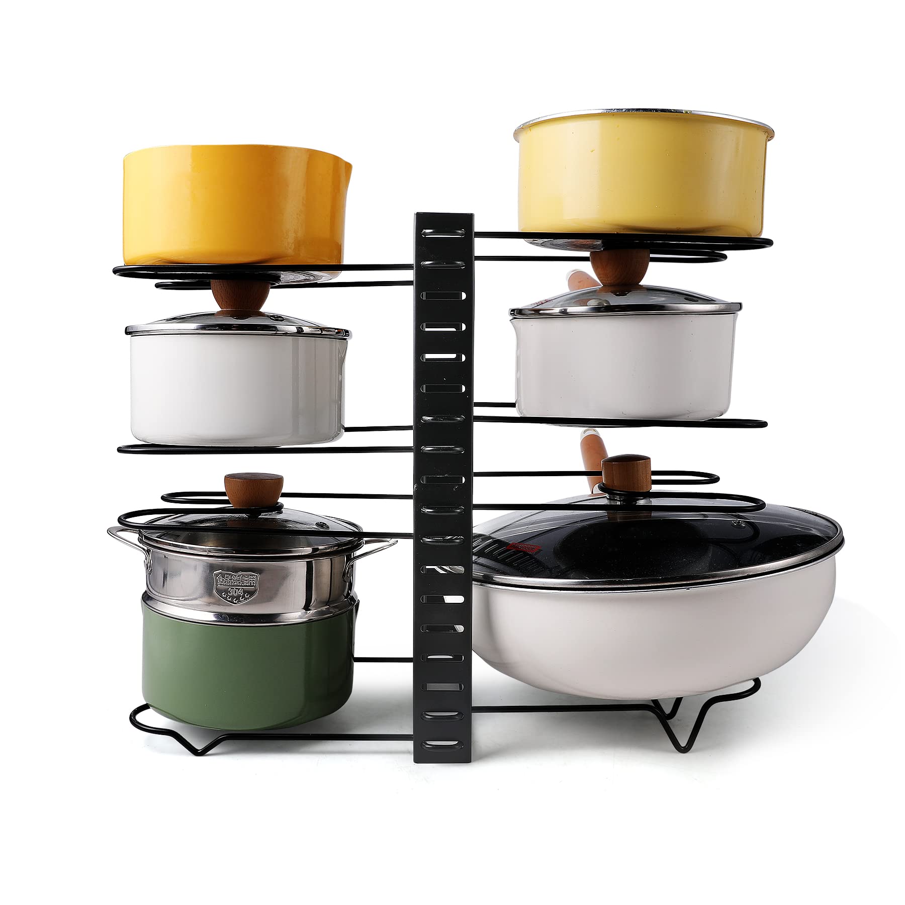 Dinkich Pots and Pans Rack Organizers, 8 Tier Pot Rack with 3 DIY ...