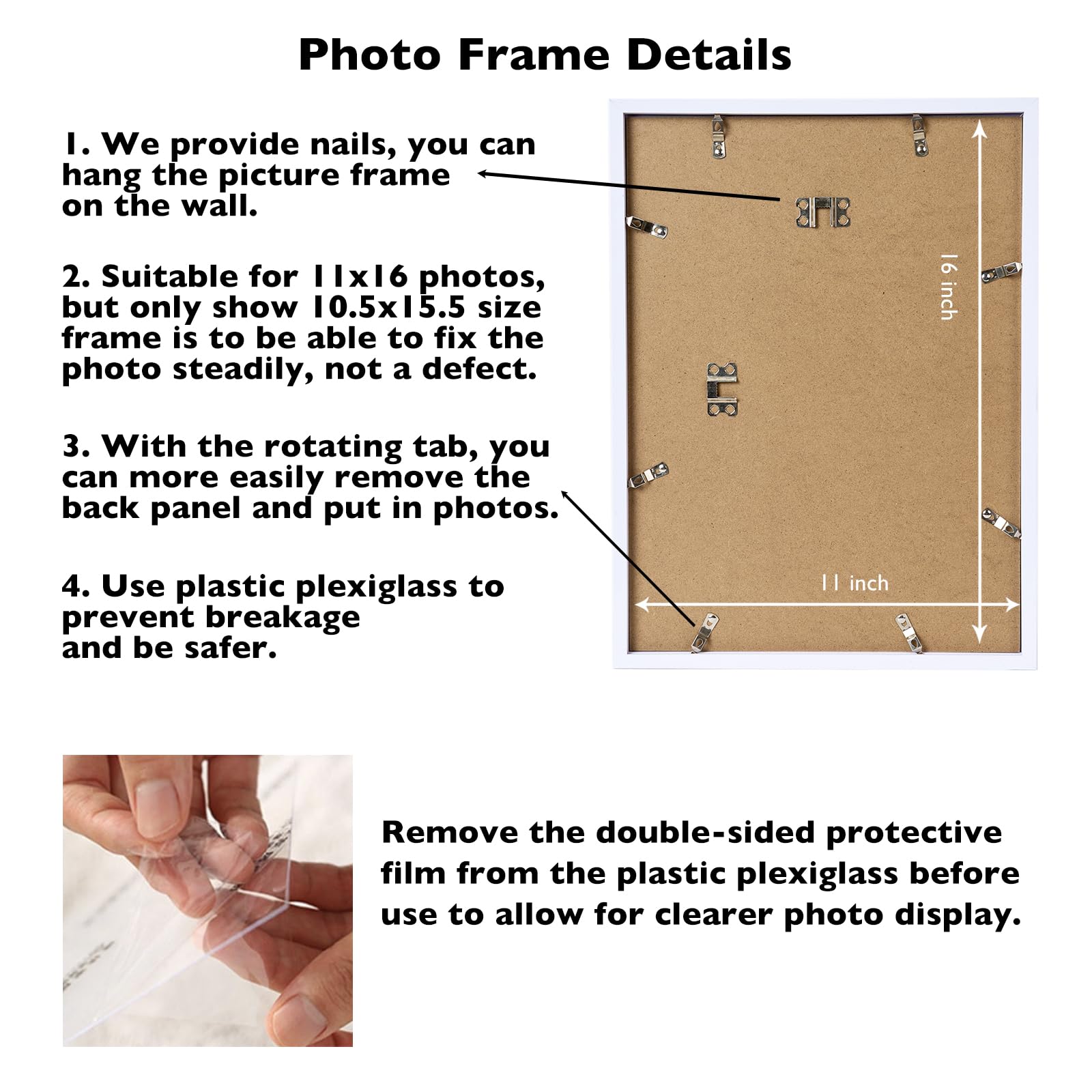 Snapklik.com : JCJMY 11x16 White Picture Frame Set Of 6, Horizontal And ...